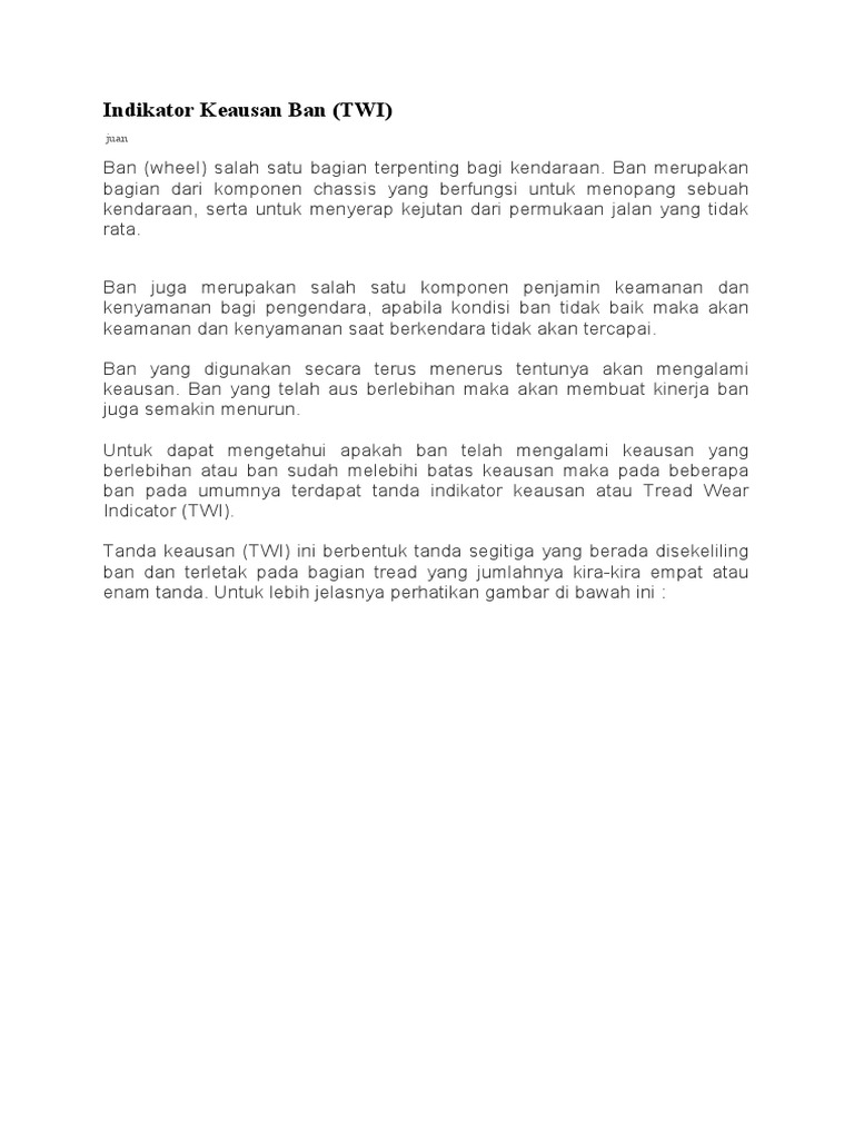 Indikator Keausan Ban (TWI) | PDF