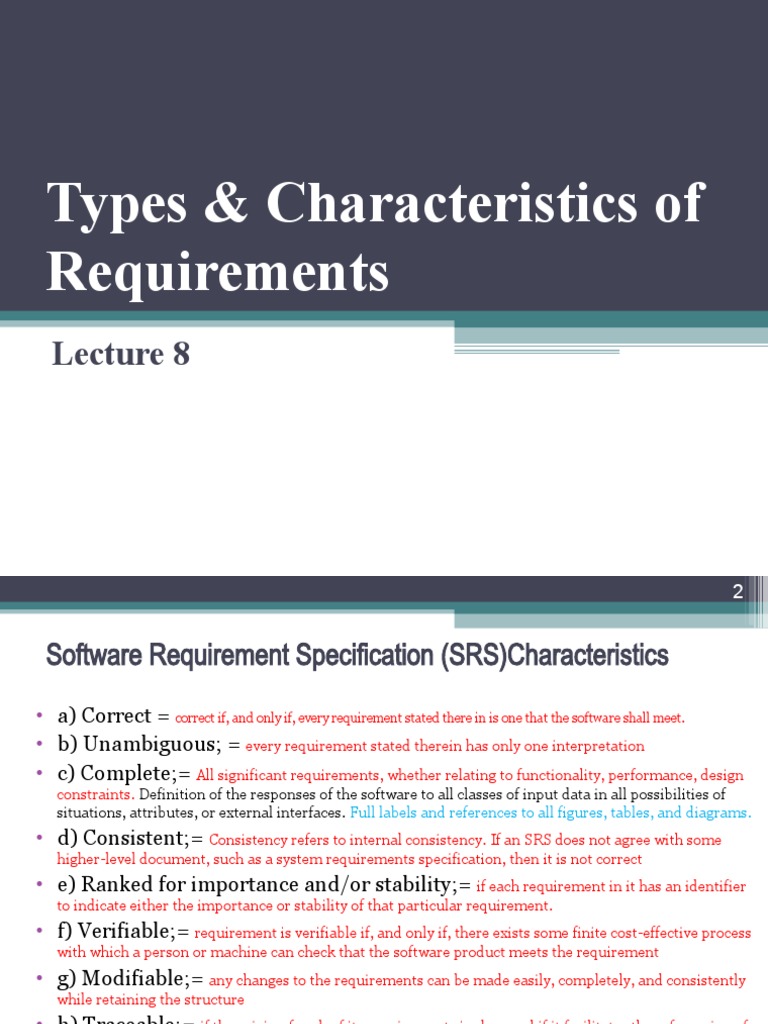 Types & Characteristics of Requirements | PDF | System | Reliability ...