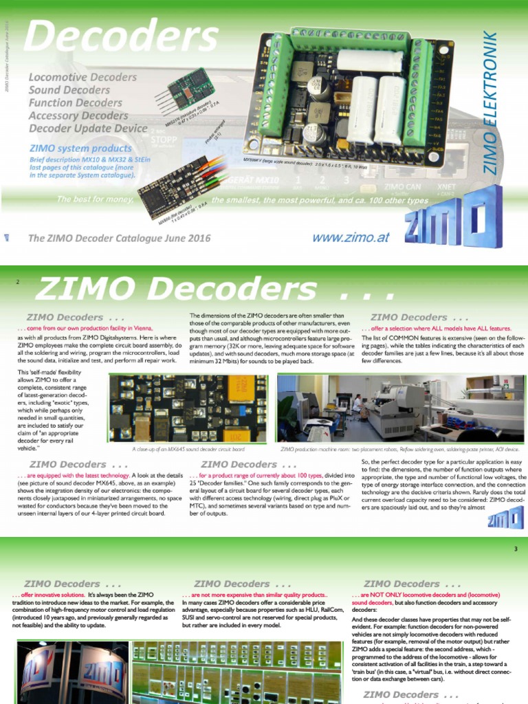 Zimo Decoder Catalog 2016 06 English | PDF | Electric Motor | Locomotives