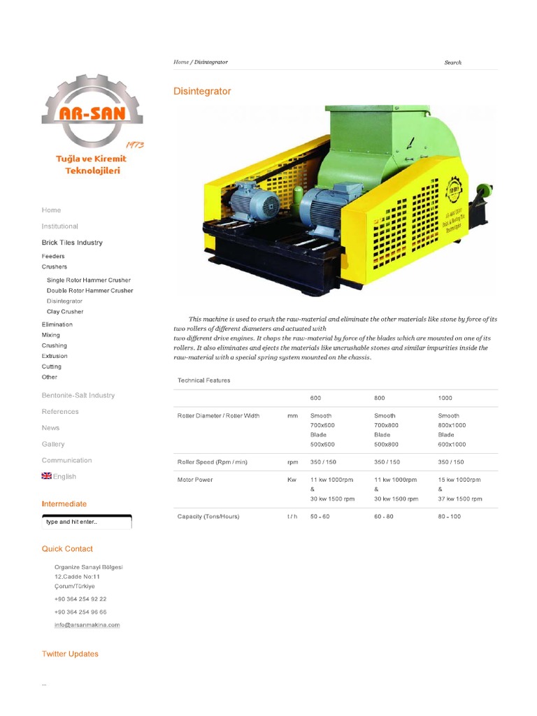 Disintegrator ARSAN | PDF