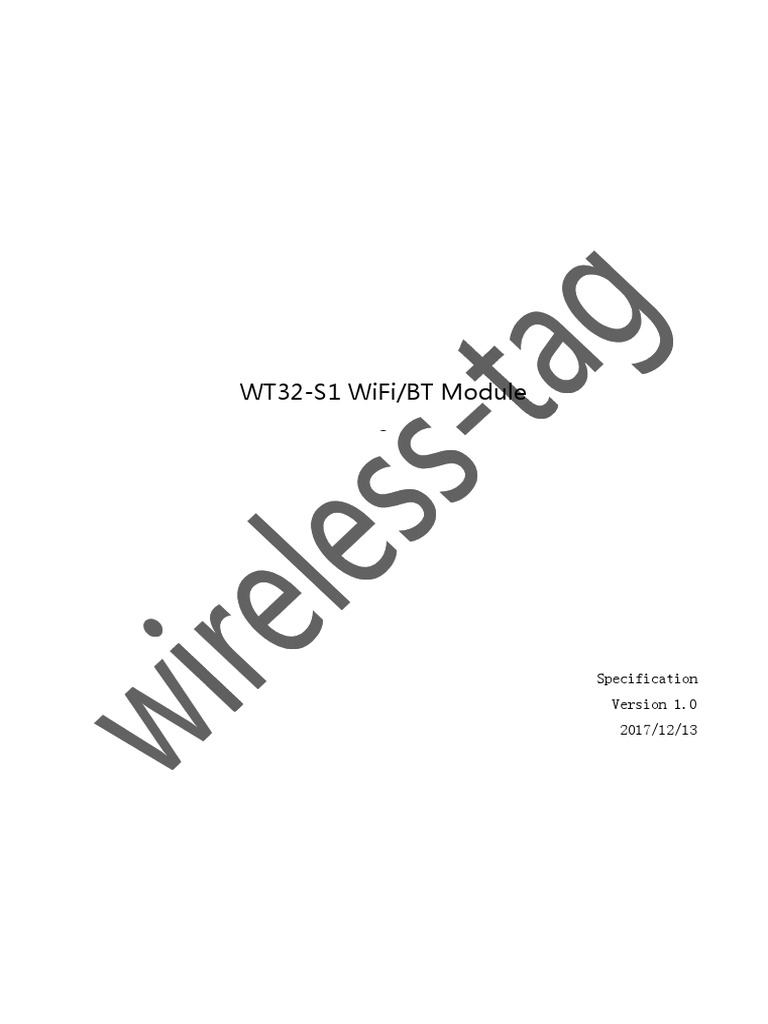 Wt32-S1 Wifi/Bt Module E: Extreme / Open / Small / Easy | PDF ...