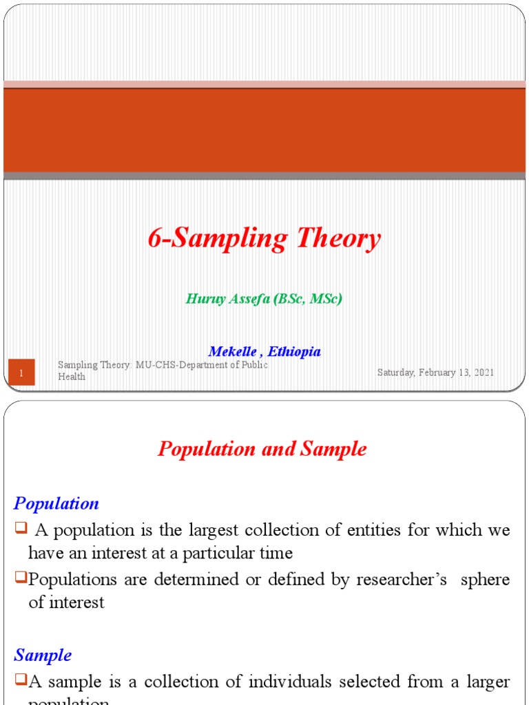 6-Sampling Theory: Huruy Assefa (BSC, MSC) | PDF | Stratified Sampling ...