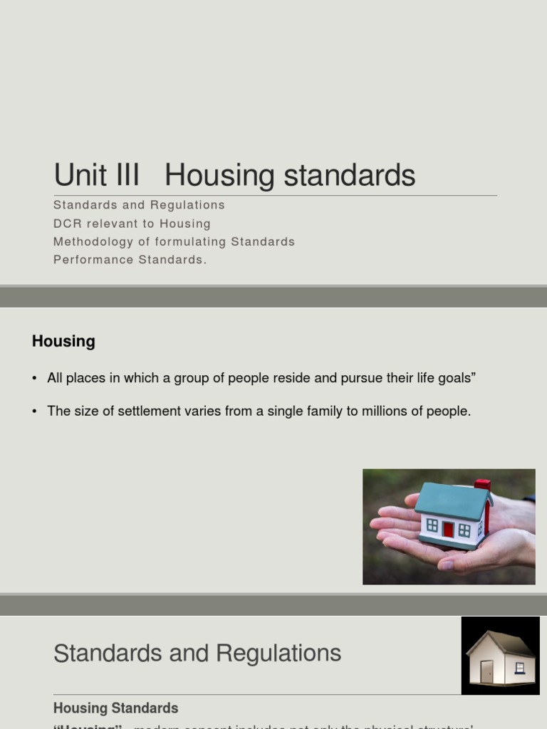 Unit III Housing Standards | PDF | Community | Water