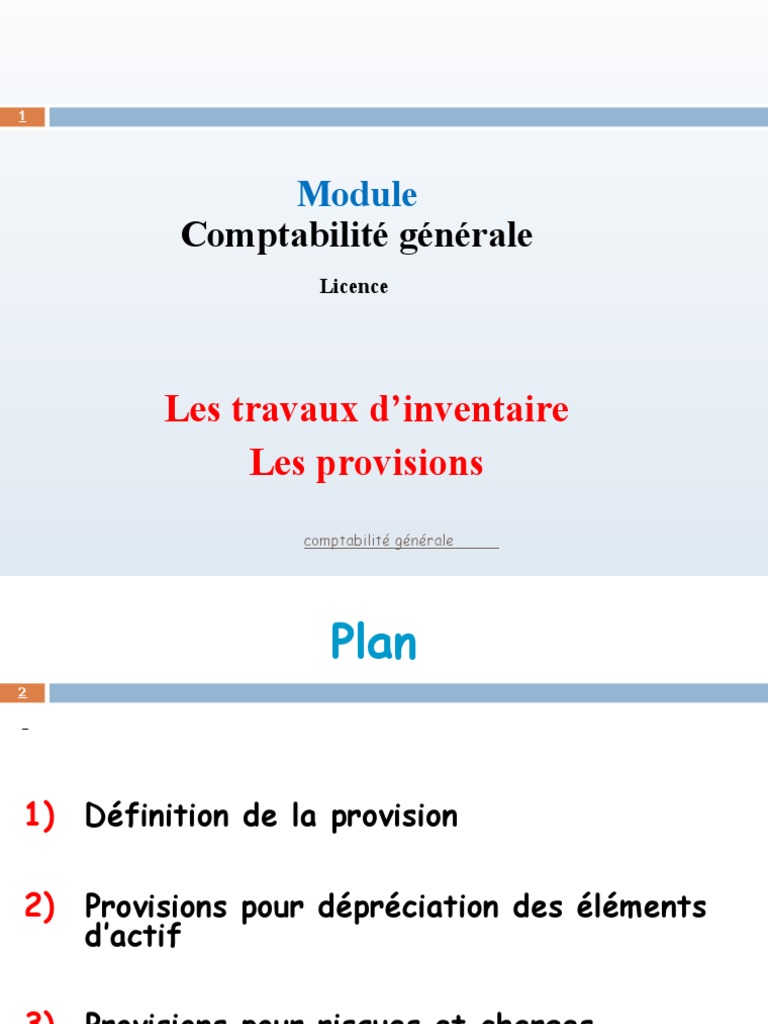Cours Provision | Télécharger gratuitement PDF | Comptabilité | Immobilisations