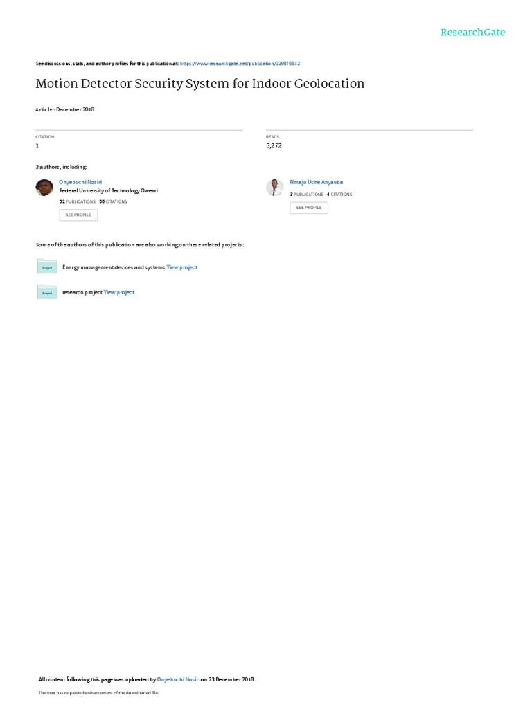 Motion Detector Security System For Indoor Geolocation: December 2018 ...