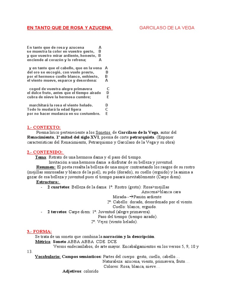 En Tanto Que de Rosa y Azucena | PDF | Sonetos | Poética
