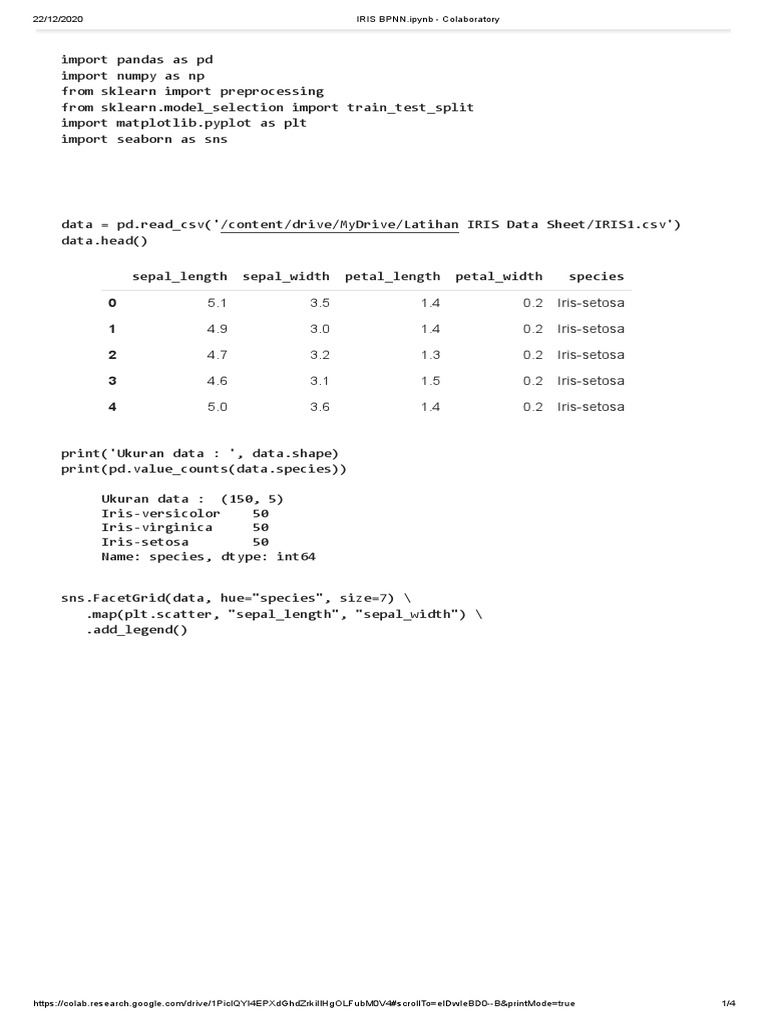IRIS BPNN - Ipynb - Colaboratory | PDF | Nature