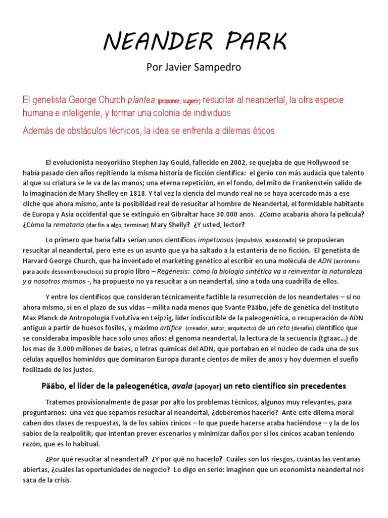 Neander Park | PDF | neanderthal | Extinción