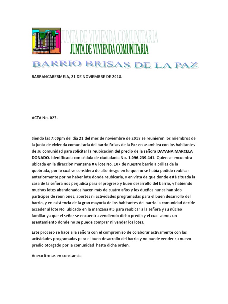 Carta de Reubicacion | PDF