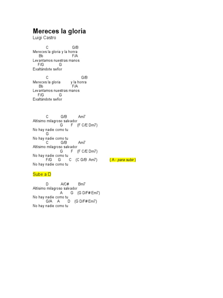 Mereces La Gloria - C | PDF