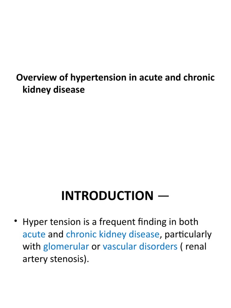 Hypertension and Kidney Disease | PDF | Chronic Kidney Disease ...
