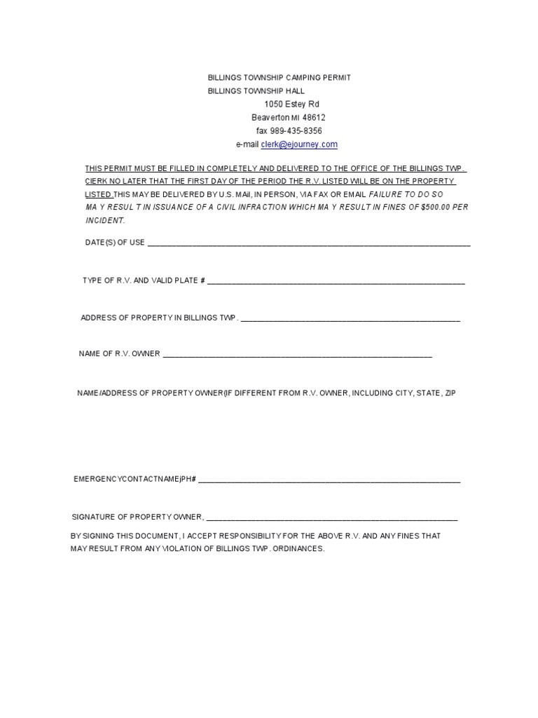 Camping Permit | PDF