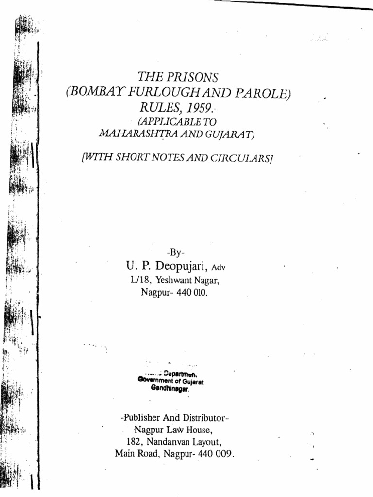 The Prisons Bombay Furlough and Parole Rules | Download Free PDF ...