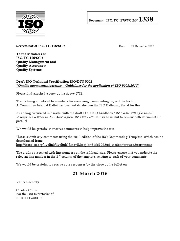 Iso 9002 2015 | PDF | Quality Management | Quality Management System