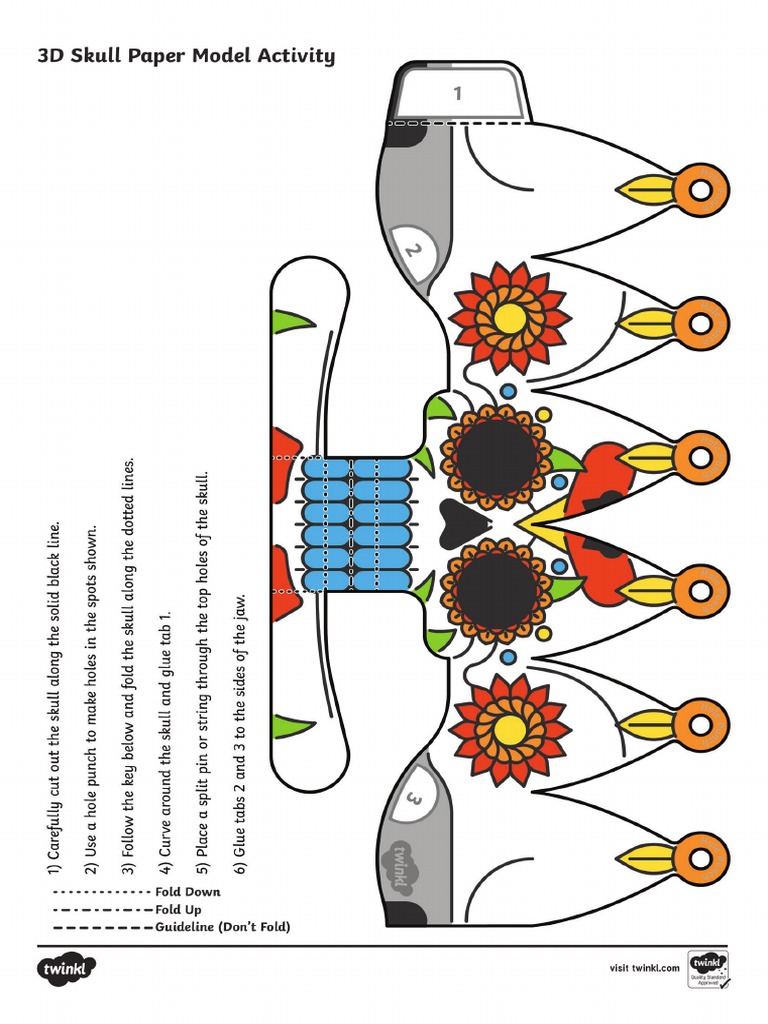 T2 T 718 Simple 3D Day of The Dead Sugar Skull Activity Paper Craft ...