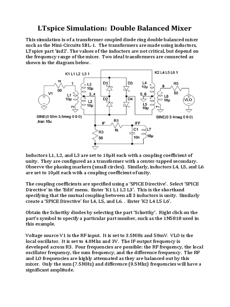 LTspice Mixer SBL - 1 | PDF | Resonance | Inductance
