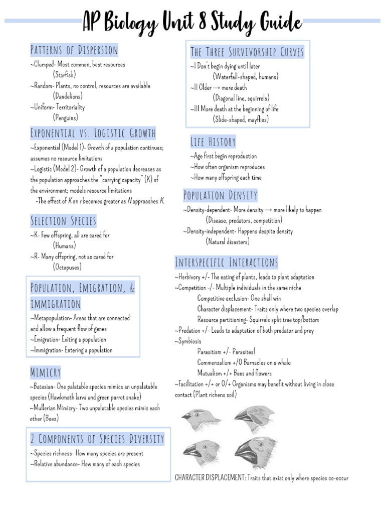 AP Biology Unit 8 Study Guide | PDF