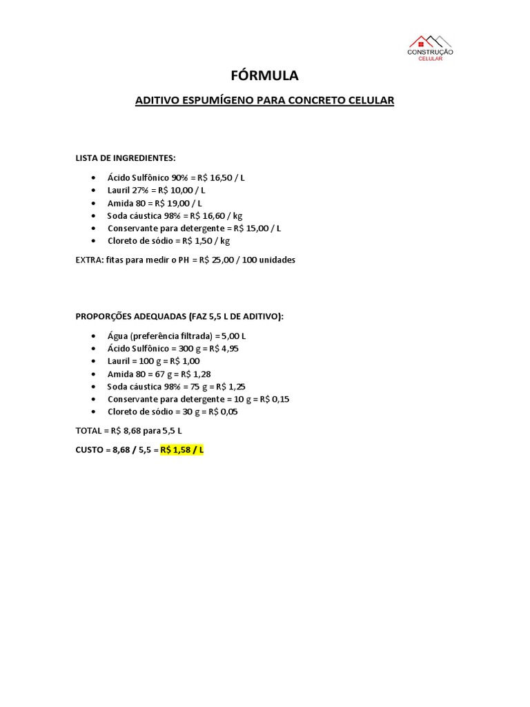 Conc. Celular Fórmula | PDF