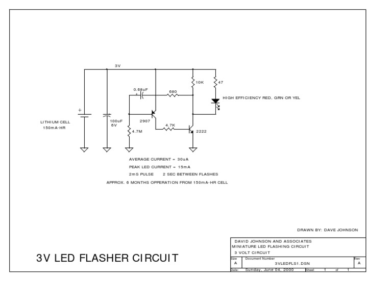 3V LED Flasher Circuit Diagram | PDF