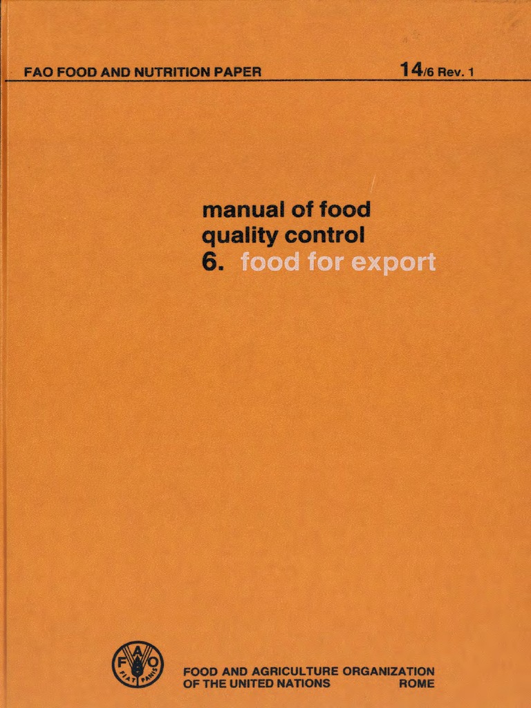 Manual of Food Quality Control: Fao Food and Nutrition Paper | PDF ...