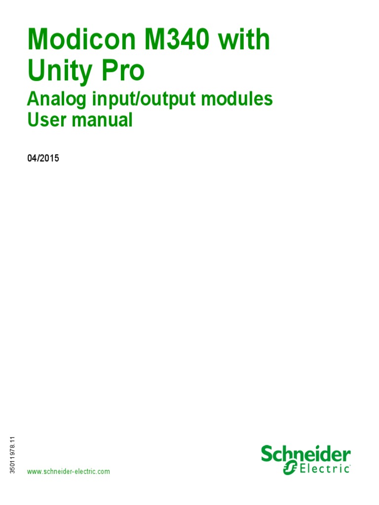 Modicon M340 With Unity Pro: Analog Input/output Modules User Manual | PDF | Electrical ...