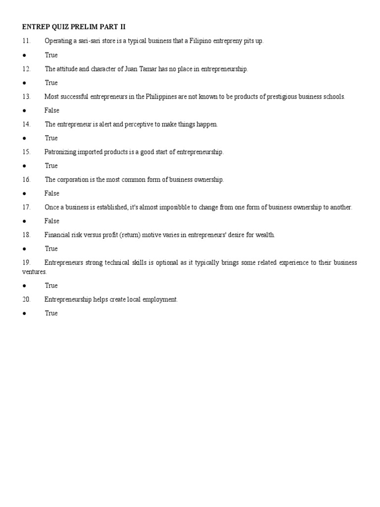 Entrep Quiz Ii | PDF