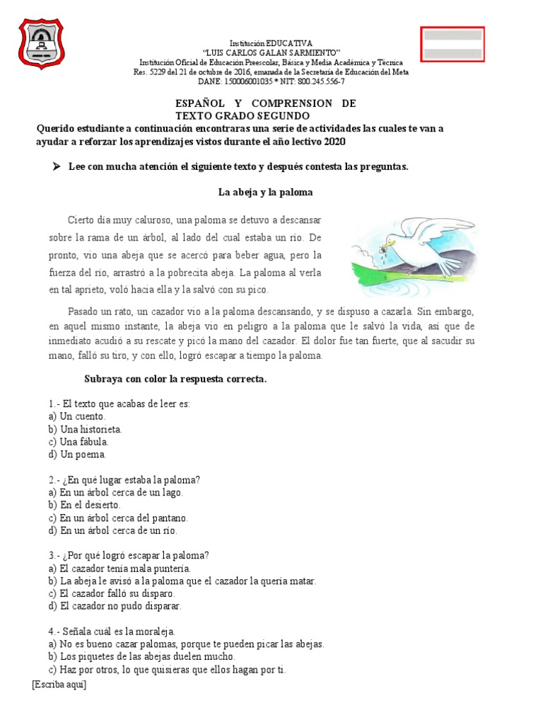 Actividades de Español para Segundo Grado | PDF | Naturaleza