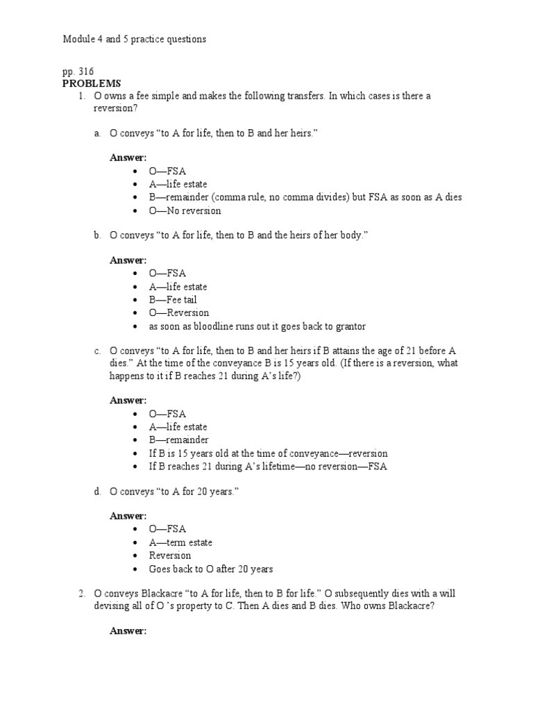 Real Property Law Practice Questions | PDF | Property Law | Justice