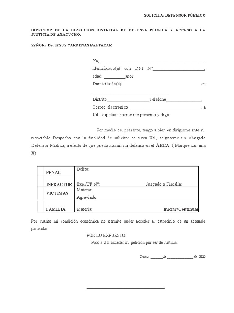 Solicitud de Defensor Público | PDF | Derecho