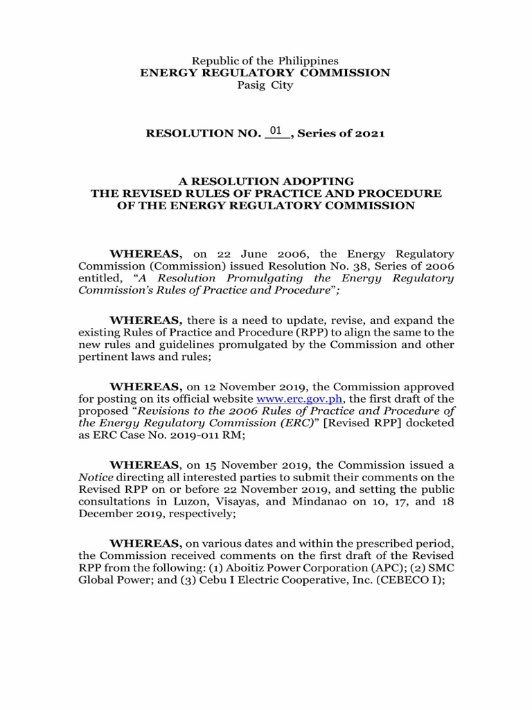 ERC Resolution No. 1 Series 2021 | PDF | Discovery (Law) | Pleading