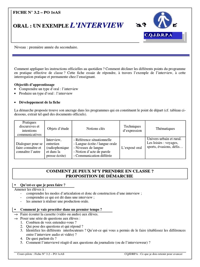 Comprendre et réaliser une interview orale | PDF | Communication ...