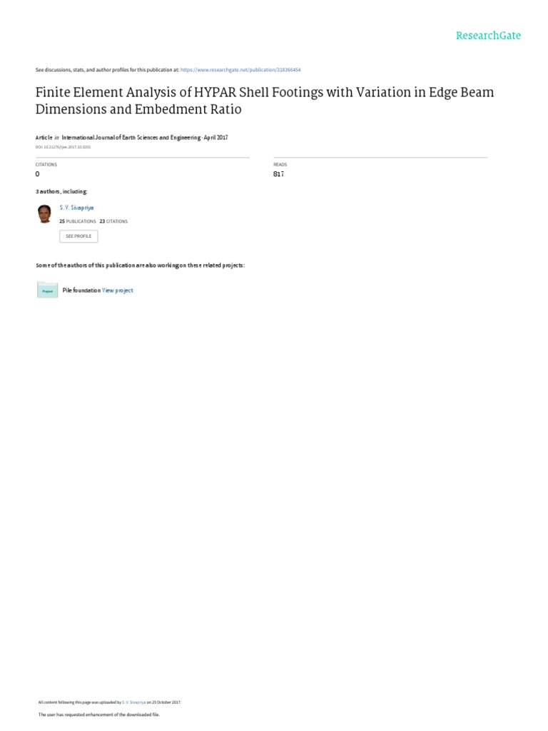 Finite Element Analysis of HYPAR Shell Footings Wi | PDF | Beam (Structure) | Physics