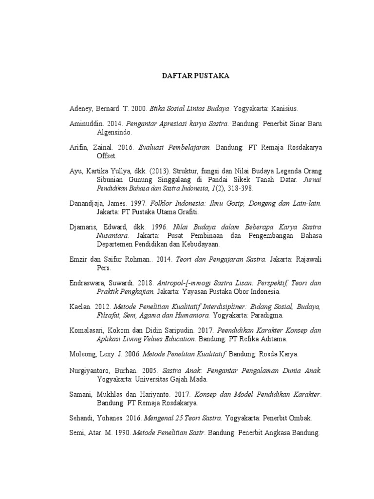 Daftar Pustaka Dapus dan Sastra | PDF