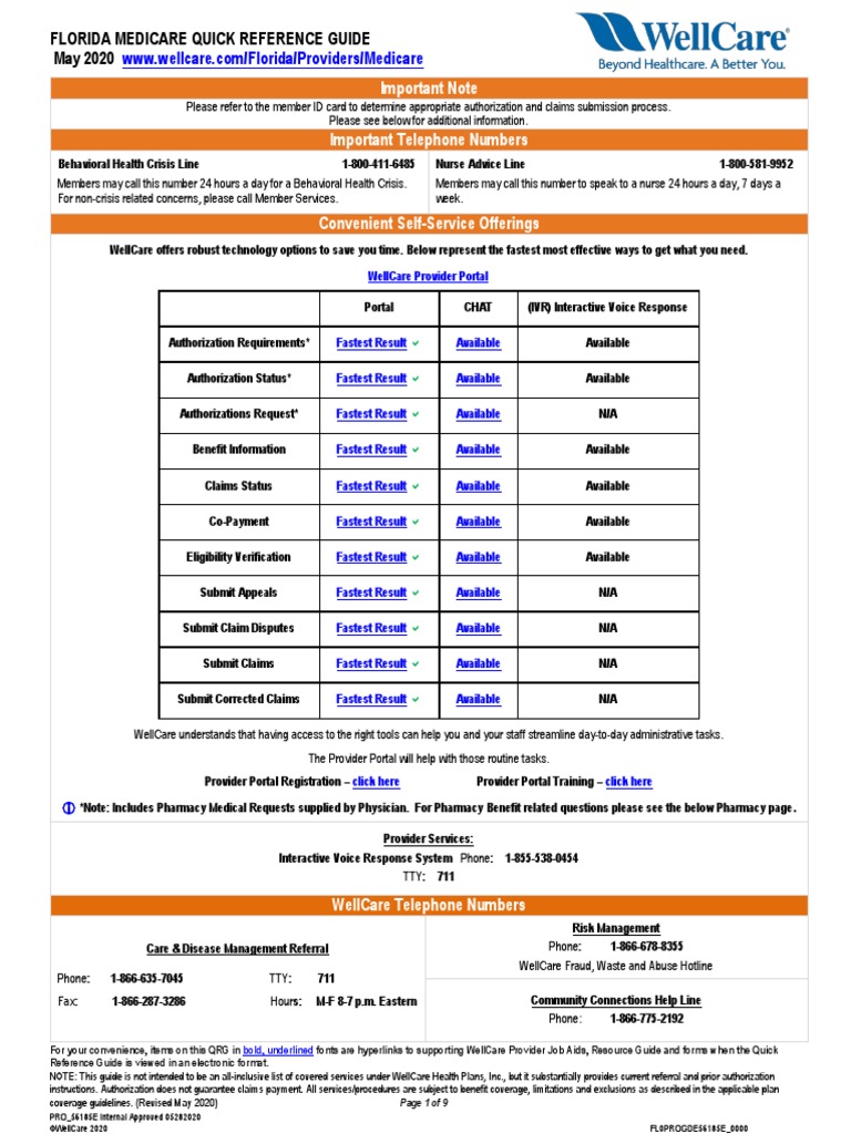 FL Care Provider Quick Reference Guide Eng 2020 | PDF | Fee For Service ...