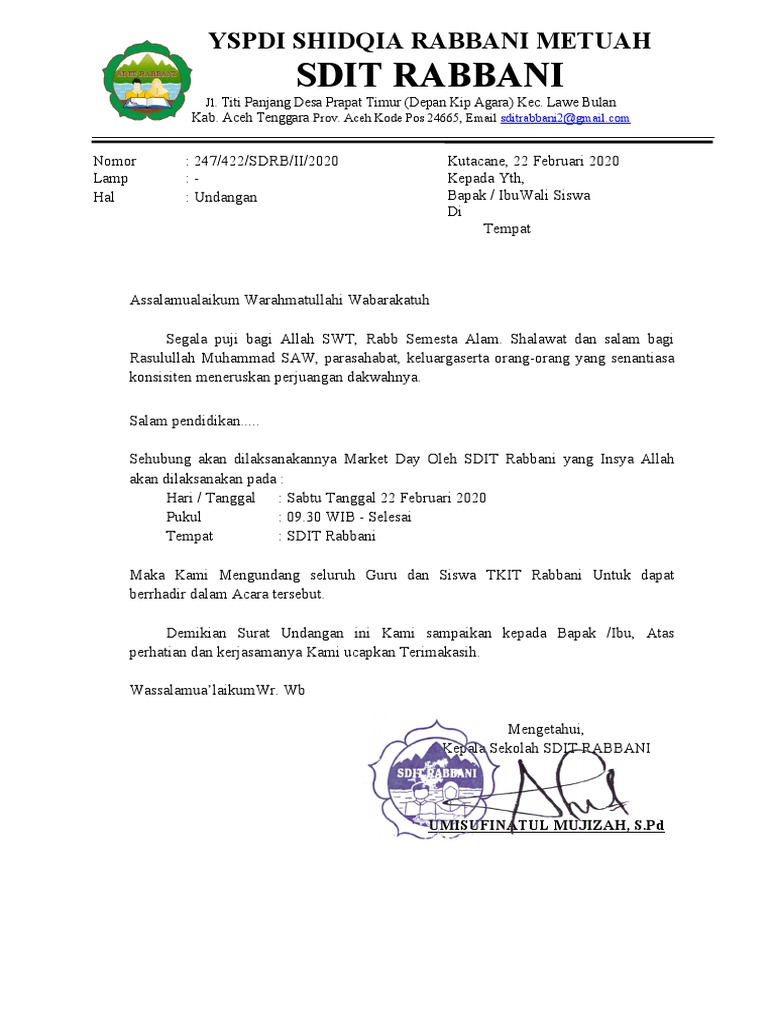 Surat Undangan Market DAY | PDF