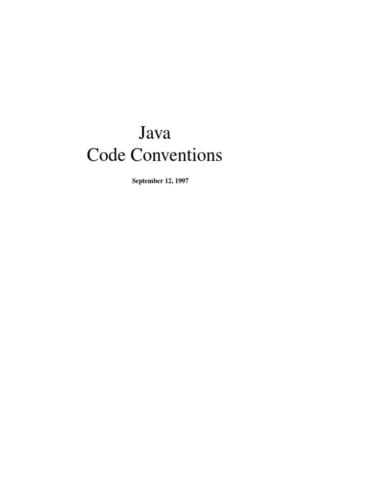 Java Code Conventions Pdf