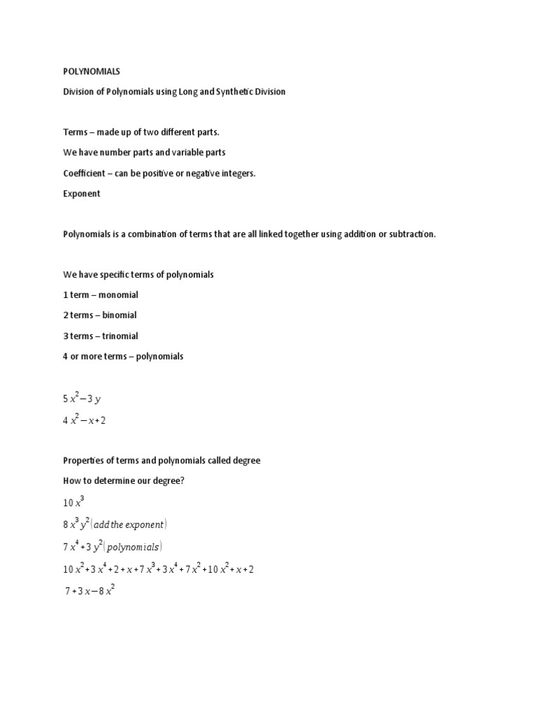 Polynomials | PDF | Teaching Methods & Materials | Computers