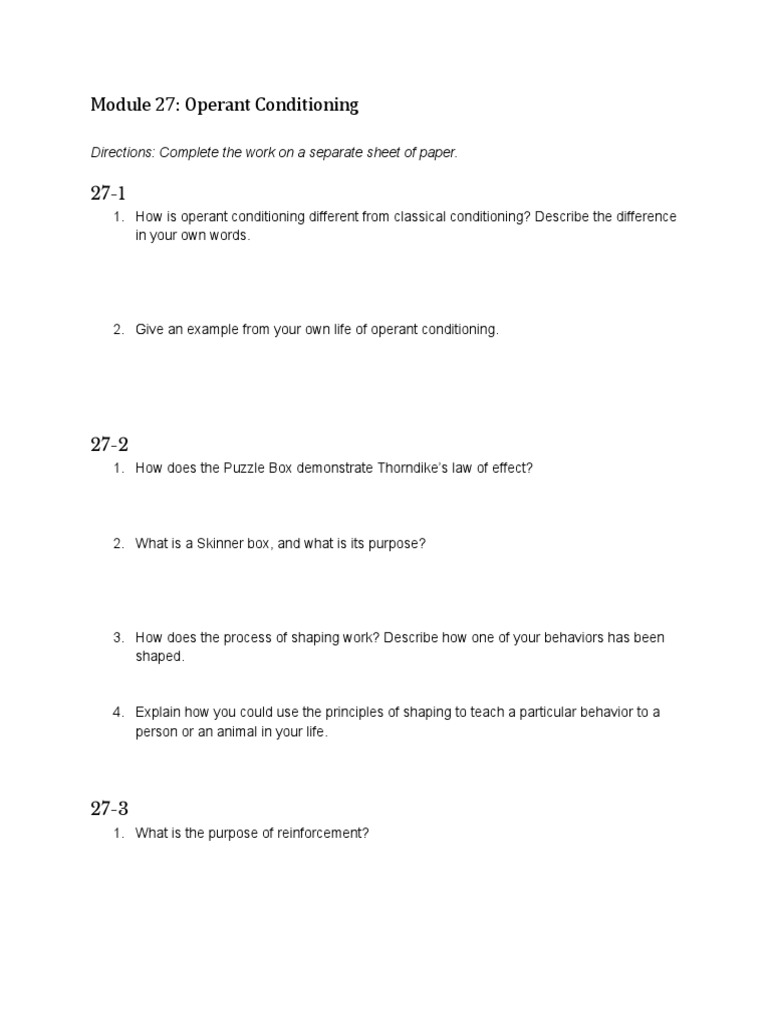 Operant Conditioning Module Summary | PDF | Reinforcement | Behavior ...