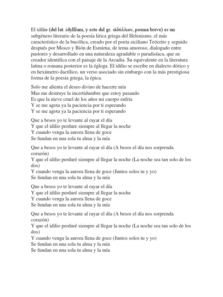 Idilio Letra-Significado | PDF