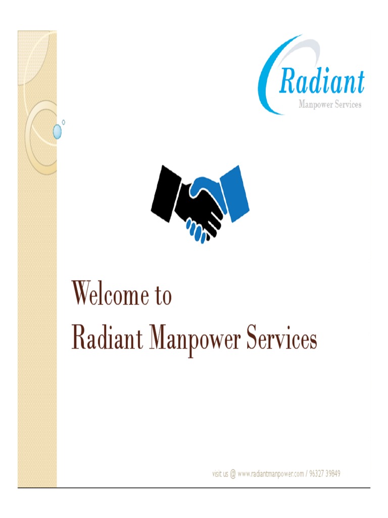 Radiant Manpower Services Overview | PDF | Outsourcing | Employment