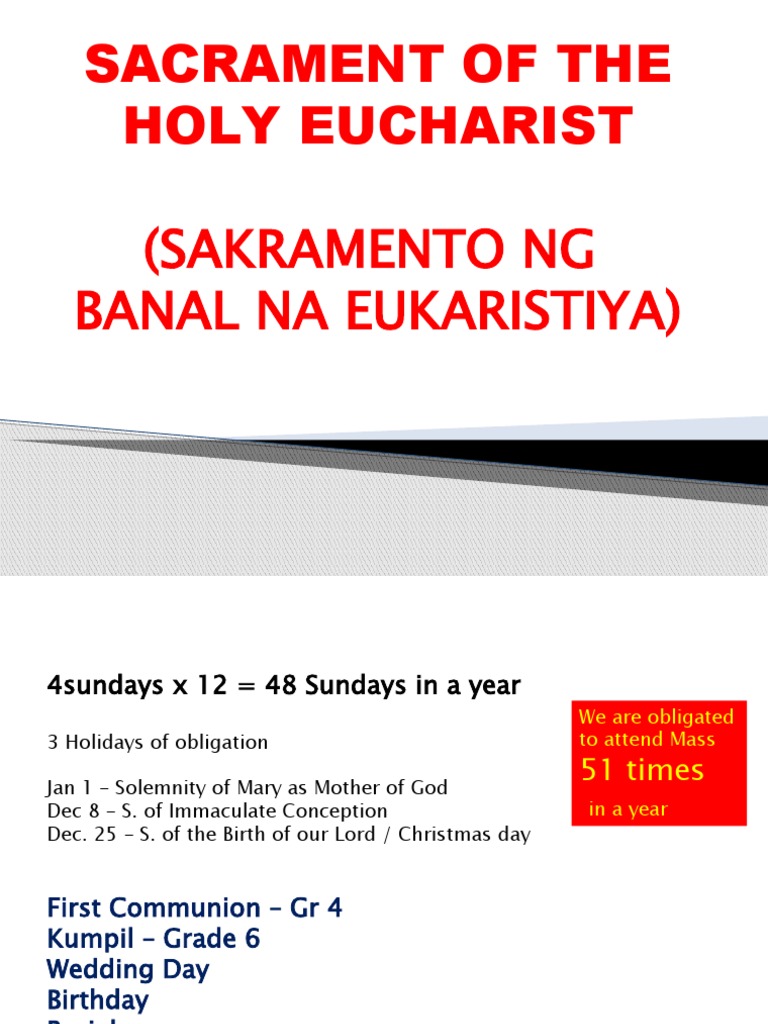 Holy Eucharist: Mass Structure & Obligations | PDF | Mass (Liturgy ...