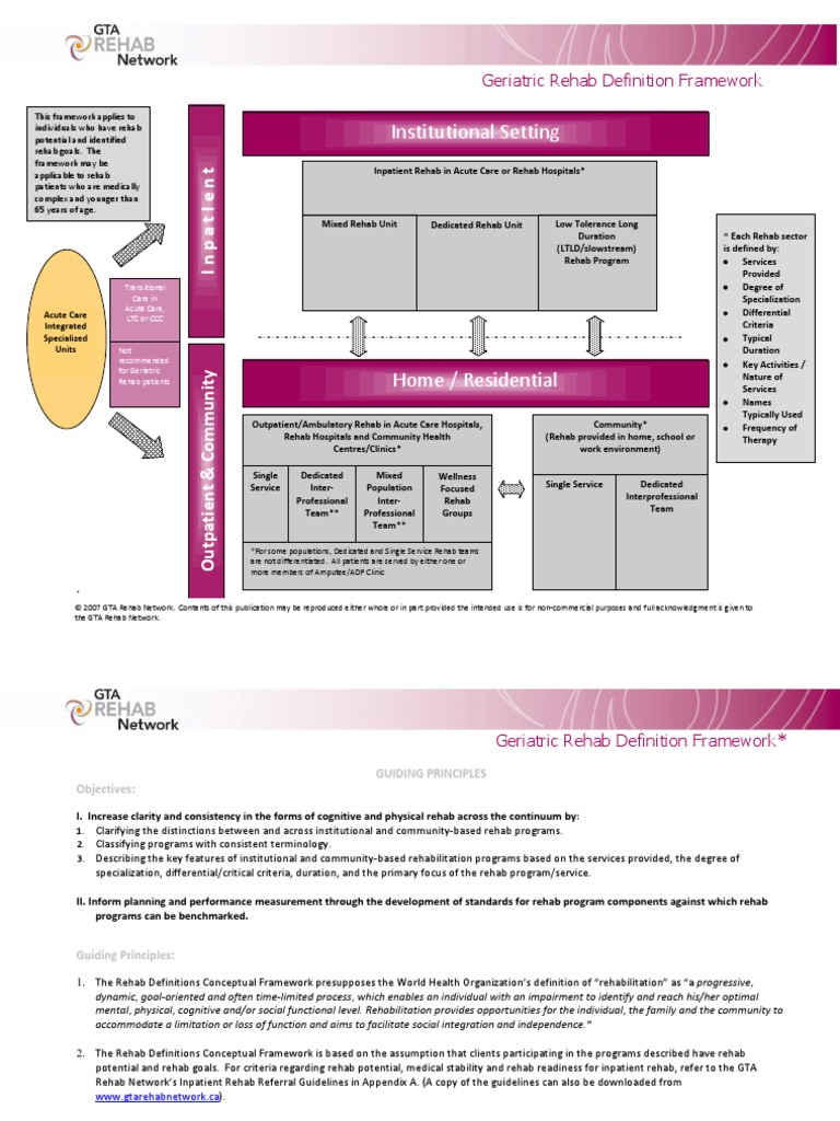 Institutional Setting: Geriatric Rehab Definition Framework | PDF ...