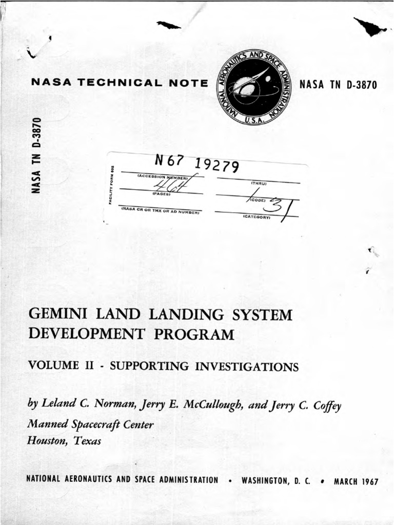 Gemini Land Landing System Development Program Volume II - Supporting ...