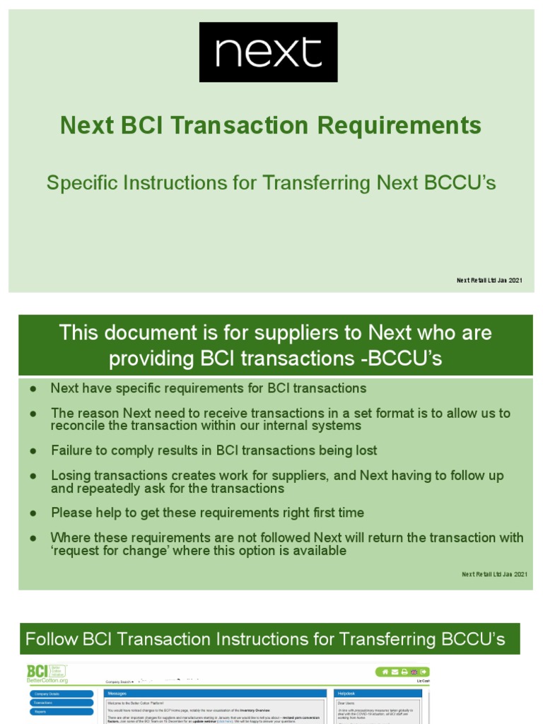Next BCI Transaction Instructions Jan 21 | PDF | Computing | Business