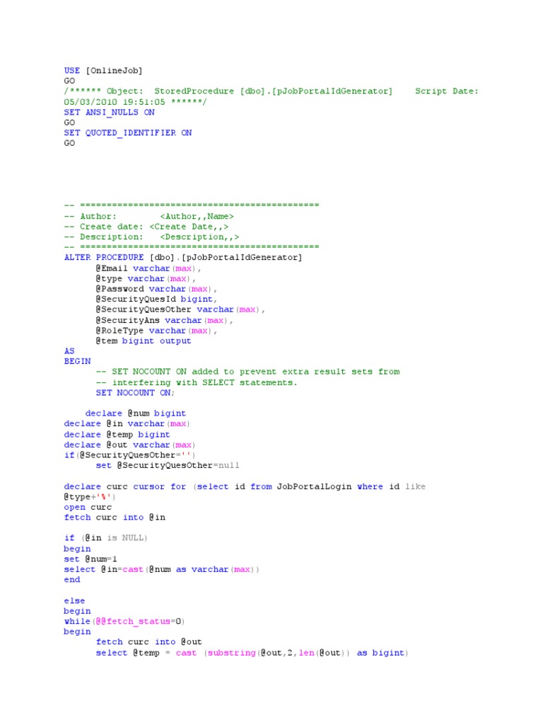 Stored Procedures | PDF | Parameter (Computer Programming) | Computer ...