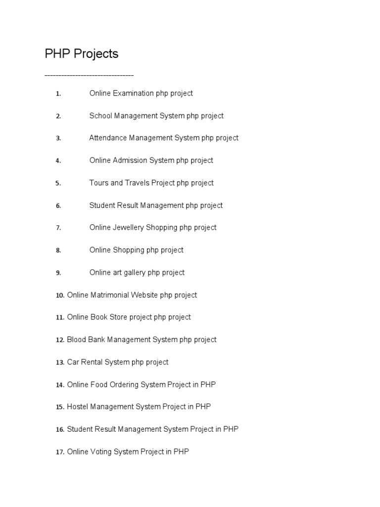 PHP Projects | PDF | Php | Service Industries