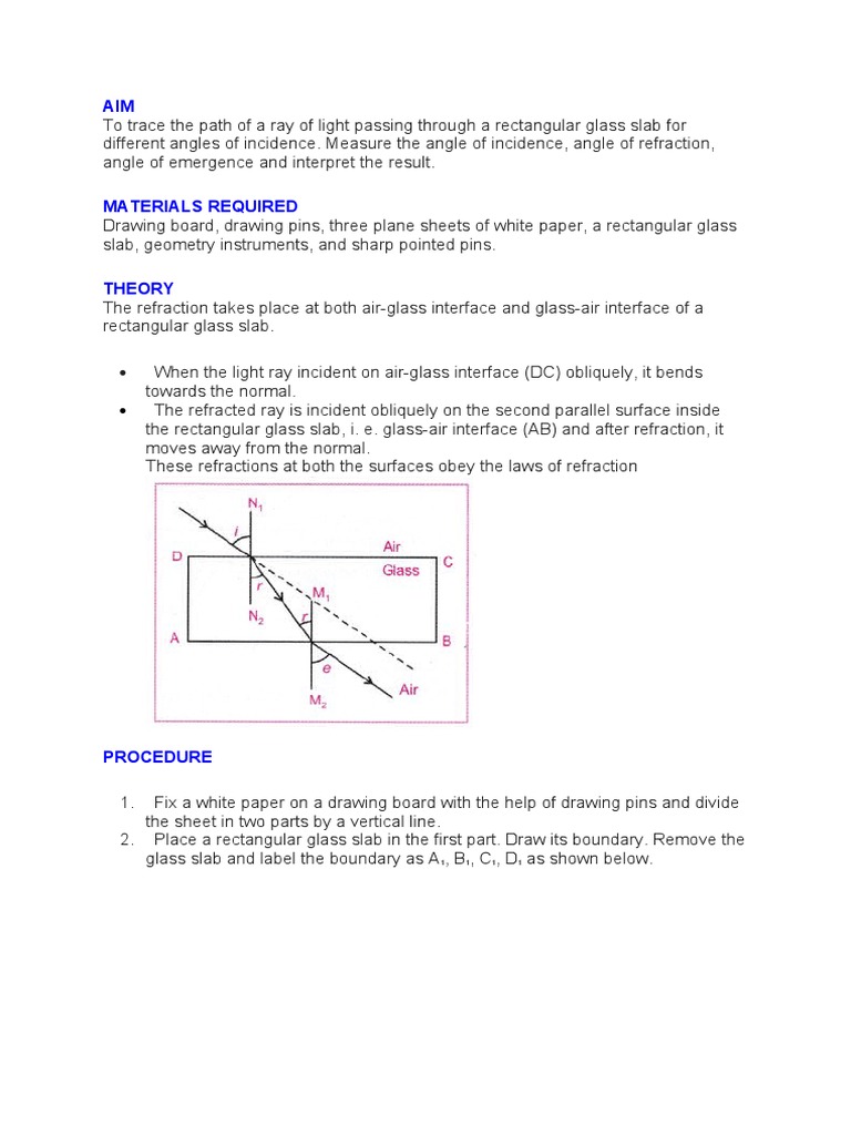 Refraction Through Rectangular Glass Slab | PDF | Refraction | Angle