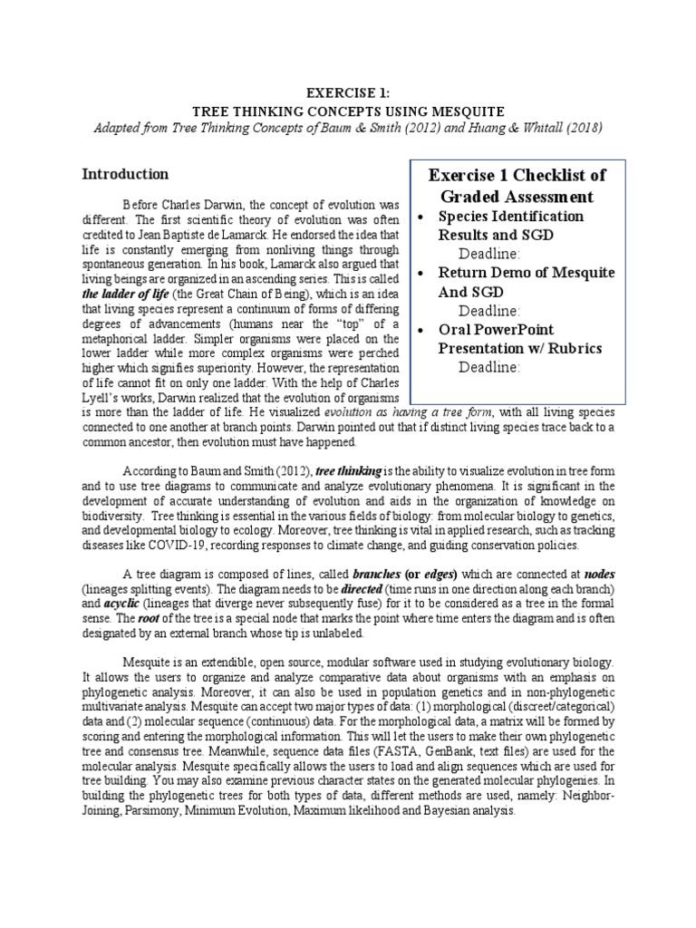 EX 1 TREE THINKING CONCEPTS Worksheet | PDF | Phylogenetic Tree ...