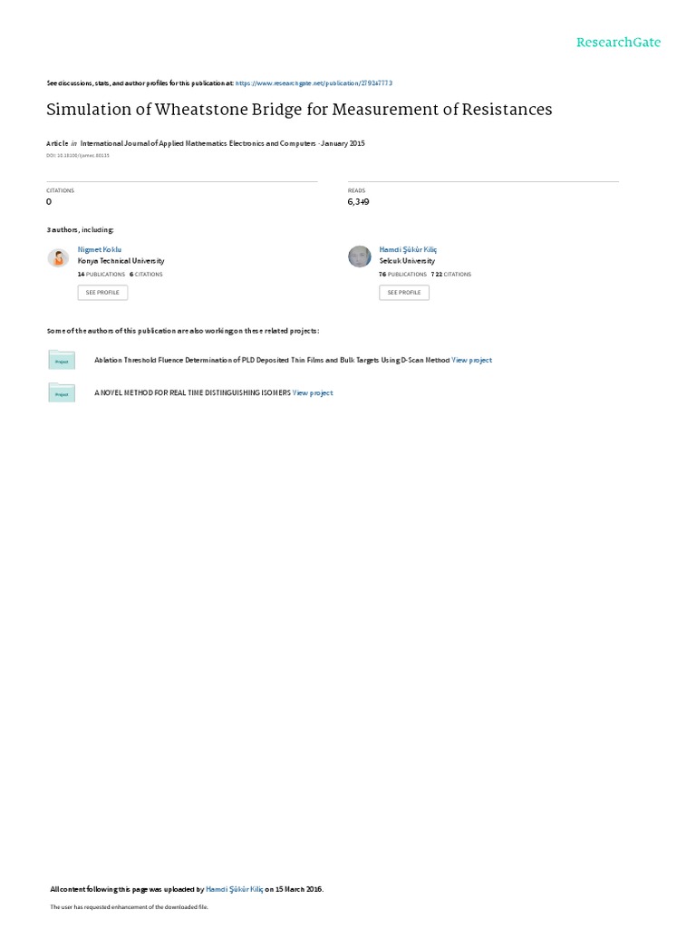 Simulation of Wheatstone Bridge For Measurement of Resistances | PDF ...