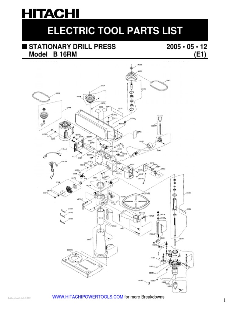 Hitachi B16RM ELECTRIC TOOL PARTS LIST User Manual | PDF | Screw | Drill